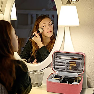 HIJJMAXX Makeup bag travel cosmetic bag makeup organizer bag travel make up bag Waterproof make up organizer bag makeup bags for women Girls.(Pink)