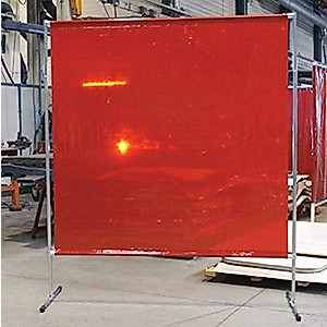 Sellstrom S97240-3 Cepro Vinyl Gazelle Welding Curtain and Lightweight Frame Kit, 6' Width x 6' Height x 14 mil Thick, (Transparent Green)