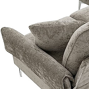 ERYE 84" L-Shaped Upholstered Corner Sofa Convertible Sectional Sofa & Couch,Modern Chenille Upholstery Couch with Reversible Chaise and 2 Pillows for Home Apartment Office Living Room