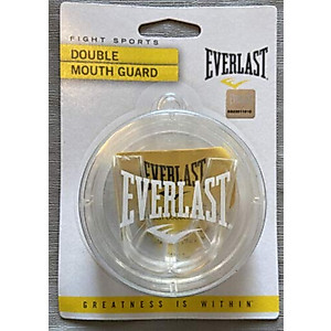 Everlast Clear Double Mouth Guard with case for Fight Sports Including Soccer, Lacrosse and Boxing