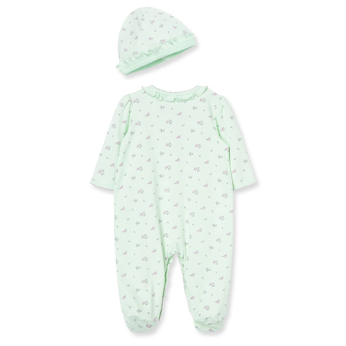 Little Me Baby Clothes & Outfits - Girls One Piece Hat & Footed Sleeper Pajamas - 3 Months, Petite Rose