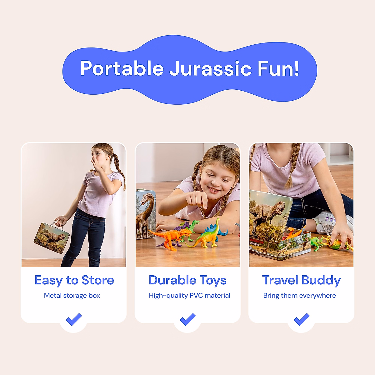 PLAYVIBE Dinosaur Toys for Kids 3-5 – 12 Realistic Small Dinosaur Figures with Storage Box, 5-7 Years Old – Toddler Boy Dino Toys