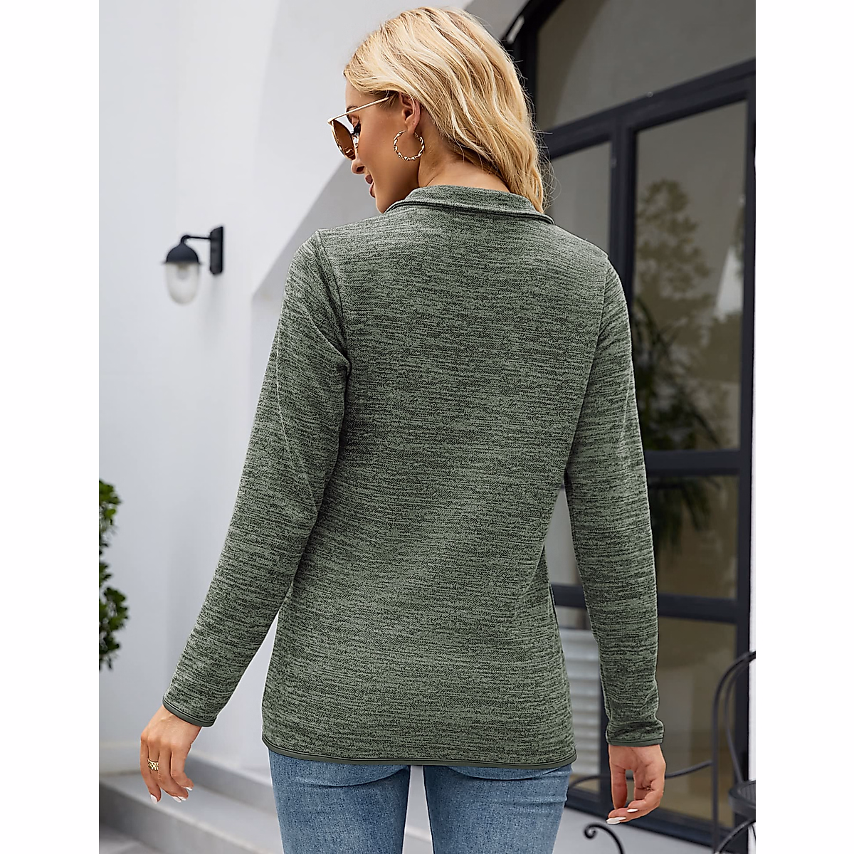 AKEWEI Womens Sweatshirt Hoodies Casual Zip up Hoodie Jacket with Pockets Army Green XL