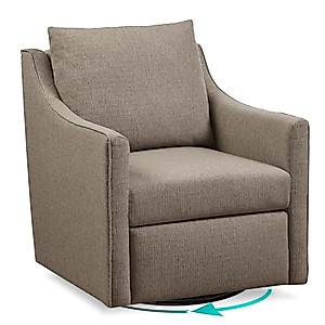 Martha Stewart Modern Swivel Chairs For Living Room, 360 Degree Metal Base Stand, Upholstered Pipped Swivel Accent Chair, Removable Pillow And Cushion Bedroom Armchair, Pre Assembled - Taupe Christian