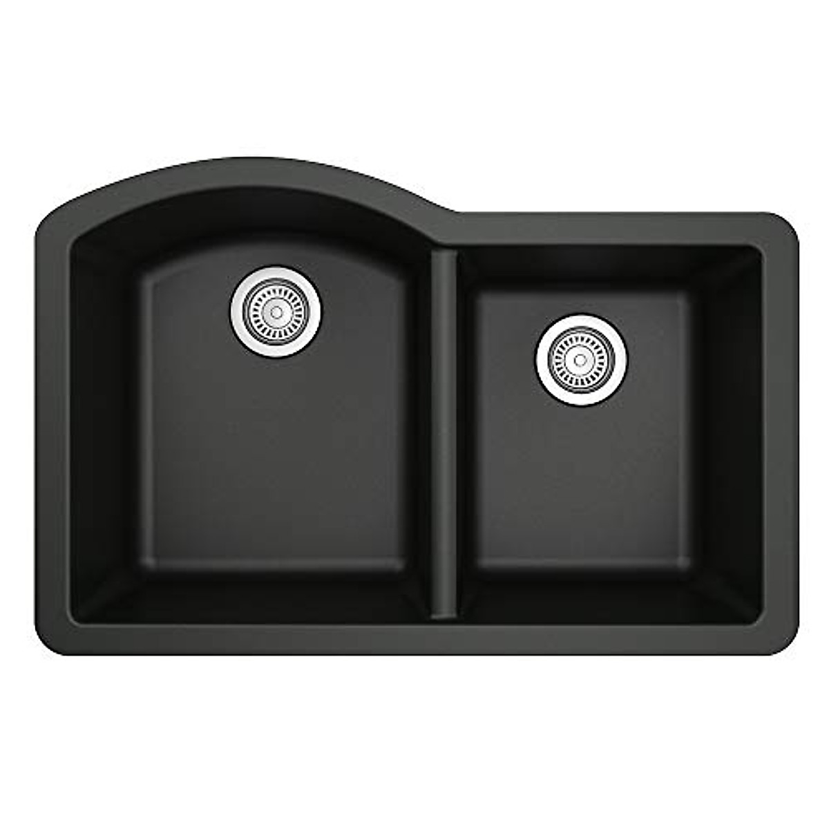Karran QU-610 Undermount Quartz Composite 32 in. 60/40 Double Bowl Kitchen Sink in Black