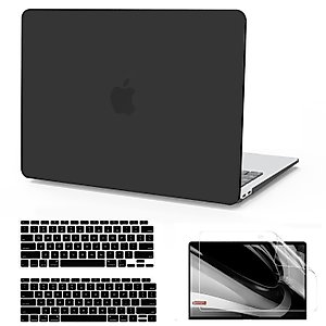 B BELK Compatible with MacBook Air 13 inch Case 2022 2021 2020 2019 2018 Release A2337 M1 A2179 A1932 Touch ID & Retina Display, Matte Plastic Hard Shell Case+ Keyboard Cover+ Screen Protector, Black
