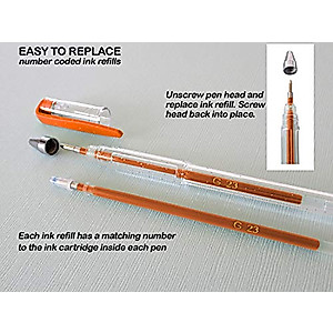 OfficeGoods Multicolor Gel Pens + Refills - 12 Premium Colors - Fast Drying Smudge Free - Metallic, Glitter Classic Coloring Ink - 0.8-1.0 mm Tips