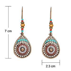 meekoo 4 Pairs Boho Earrings Bohemian Jewelry Mexican Hippie Summer Earring Gift for Women (Style A)