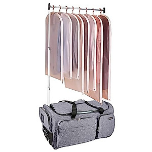 Dance Bag With Garment Rack,28Inch Collapsible Travel Bag,Rolling Garment Bag With Rackl,Rolling Duffle Bags For Hang Clothes,Garment Bag For Dance Competition, Closet Garment Rack,Dance Suitcase,Grey