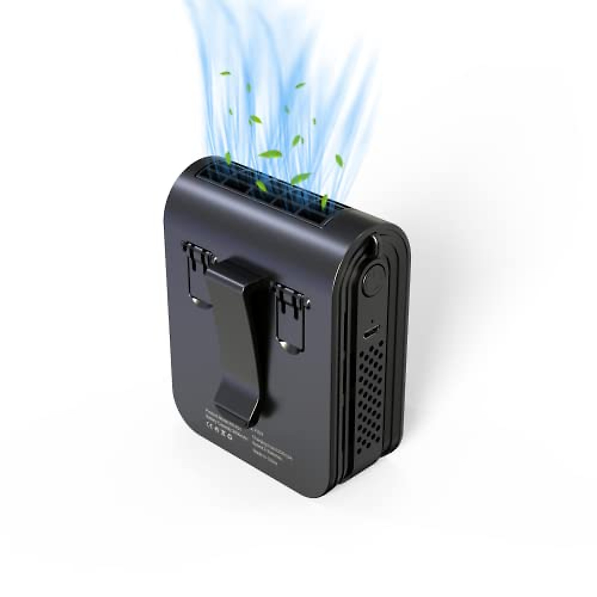 CARRYLOVE Portable Mini Waist Clip on Fan, Personal Necklace Fans, USB Rechargeable Operated, 3 Speeds, Hand Free Belt Fan for Outdoor Working, Climbing, Hiking, Camping, Cycling Fishing (Black)