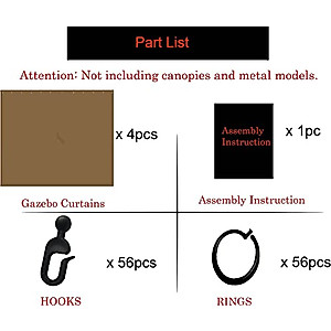 Gazebo Universal Replacement Privacy Curtain 4-Panels sidewall with Zipper (ONLY Curtain) (12' x 12', Khaki)