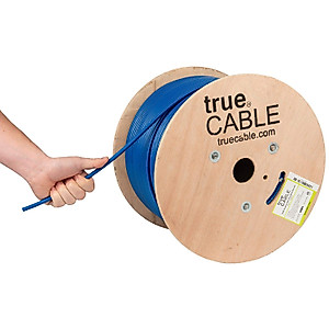 trueCABLE Cat6A Shielded Plenum (CMP), 1000ft, Blue, 23AWG Solid Bare Copper, 750MHz, PoE++ (4PPoE), ETL Listed, Overall Aluminum Foil Shield (F/UTP), Bulk Ethernet Cable