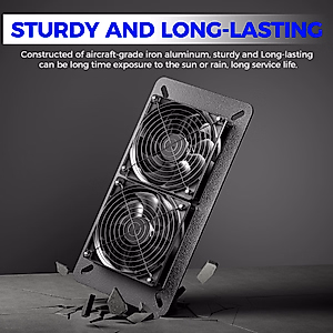 Voltset Solar Powered Fan, 15W Pro Solar Panel IP65 Waterproof with Solar Exhaust Fan for Greenhouse, Shed, Chicken Coop, Pet Houses, Outside