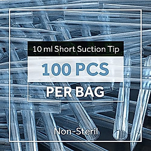 10mL Pipette Tips 100 pcs, 10ml Universal Plastic Pipette Tips, Clear, Non-pyrogenic, DNAse/RNAse Free, Autoclavable,Lab Pipette Tips Small Mouth