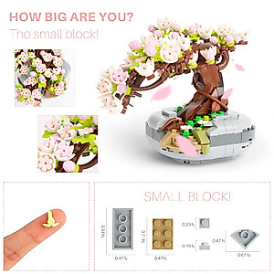AXSDXA Mini Bricks Sakura Tree Model, Building Blocks Toy Cherry Blossom Mini Particle Flower Botanical Collection, Sakura Bonsai Tree Creative Flower for Adult Kid Girls 6+(426 PCS)