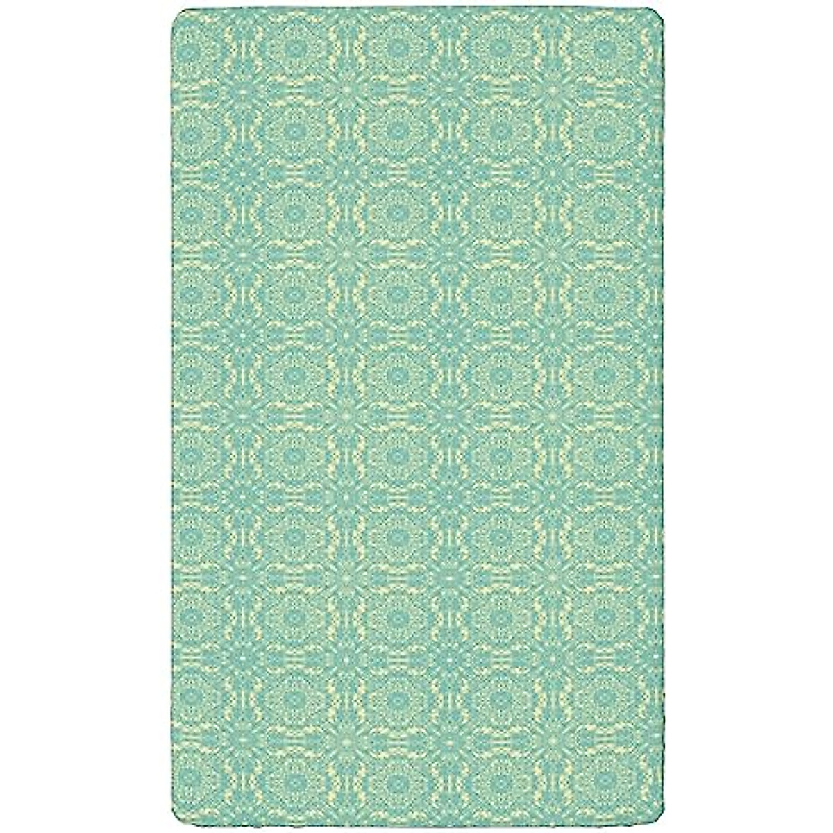 Damask Themed Fitted Crib Sheet,Standard Crib Mattress Fitted Sheet Toddler Bed Mattress Sheets - Baby Crib Sheets for Girl or Boy,28“ x52“,Pale Teal and Cream