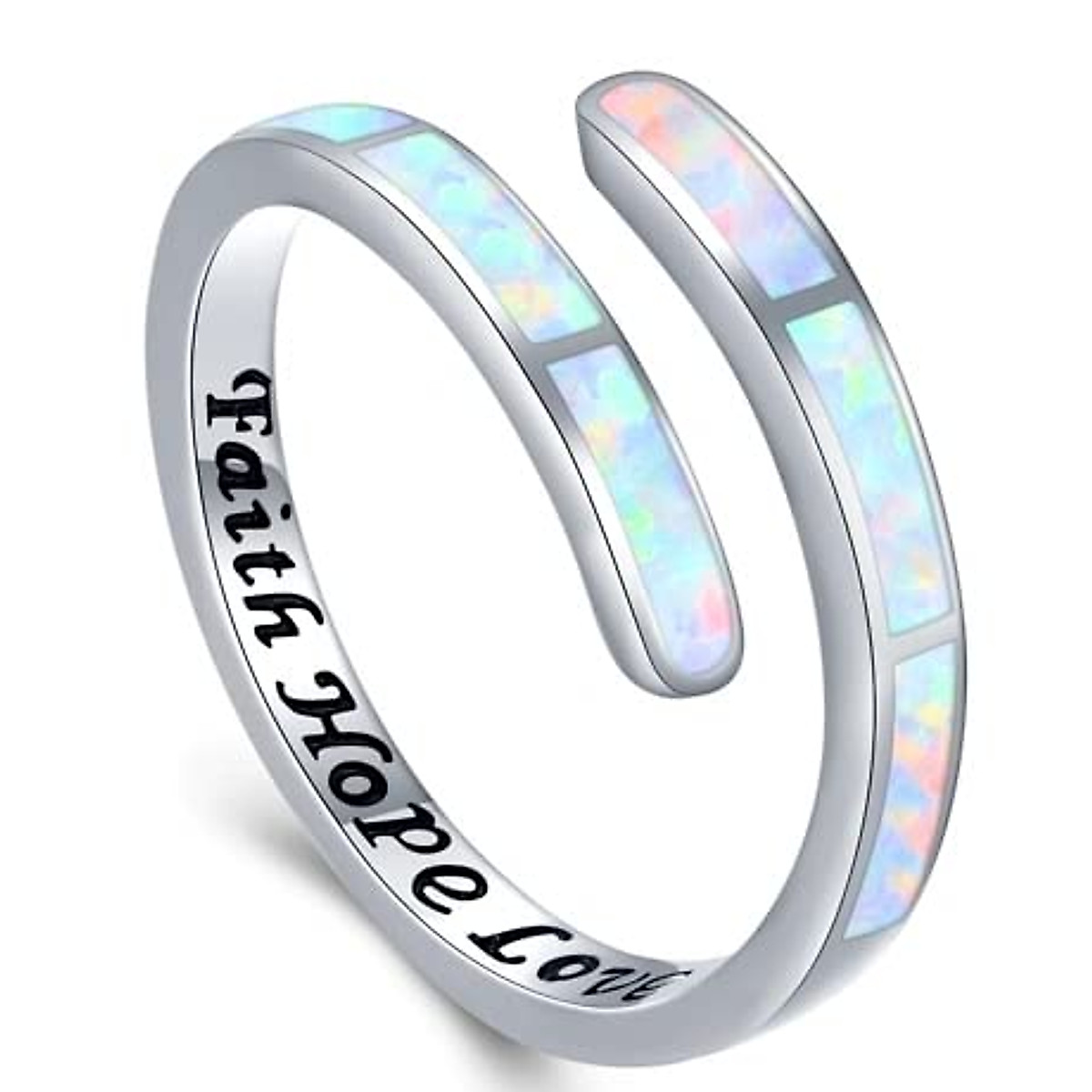 lotus & leaf Opal Ring 925 Sterling Silver Inspirational Rings Faith Hope Love Ring Stocking Stuffers Gift for Women