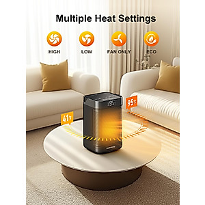 Homairate Small Space Heater, Portable Electric Heater with Remote,Thermostat, 4 Modes,70° Oscillation, 12H Timer, 1500W Fast Heating Ceramic Room for Home Bedroom, Office