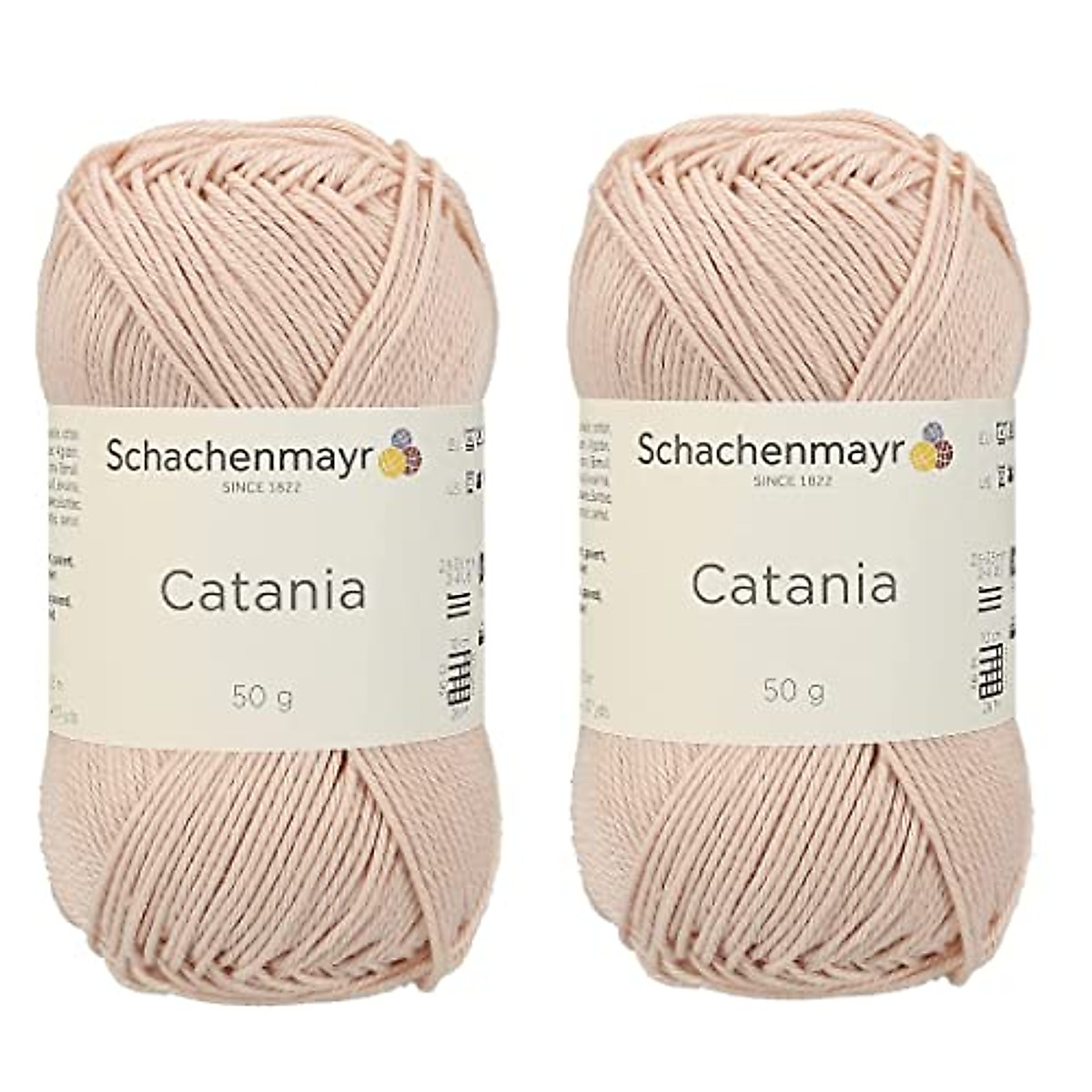 [ Set of 2 Skeins ] SMC Catania Originals 100% Mercerized Cotton Yarn, Total 3.52 Oz. Each 1.76 Oz (50g) / 136 Yrds (125 m) Amigurumi Yarn Fine-Sport 2 (263 Soft Apricot)