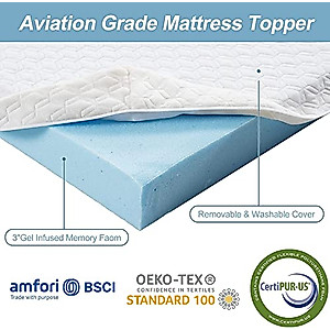 ONLIMET Mattress Topper Queen, 3 Inch Queen Memory Foam Mattress Topper for Body Support & Pressure Relief with Breathable & Removable & Washable Bamboo Fiber Cover Queen Mattress Topper (60X80'')