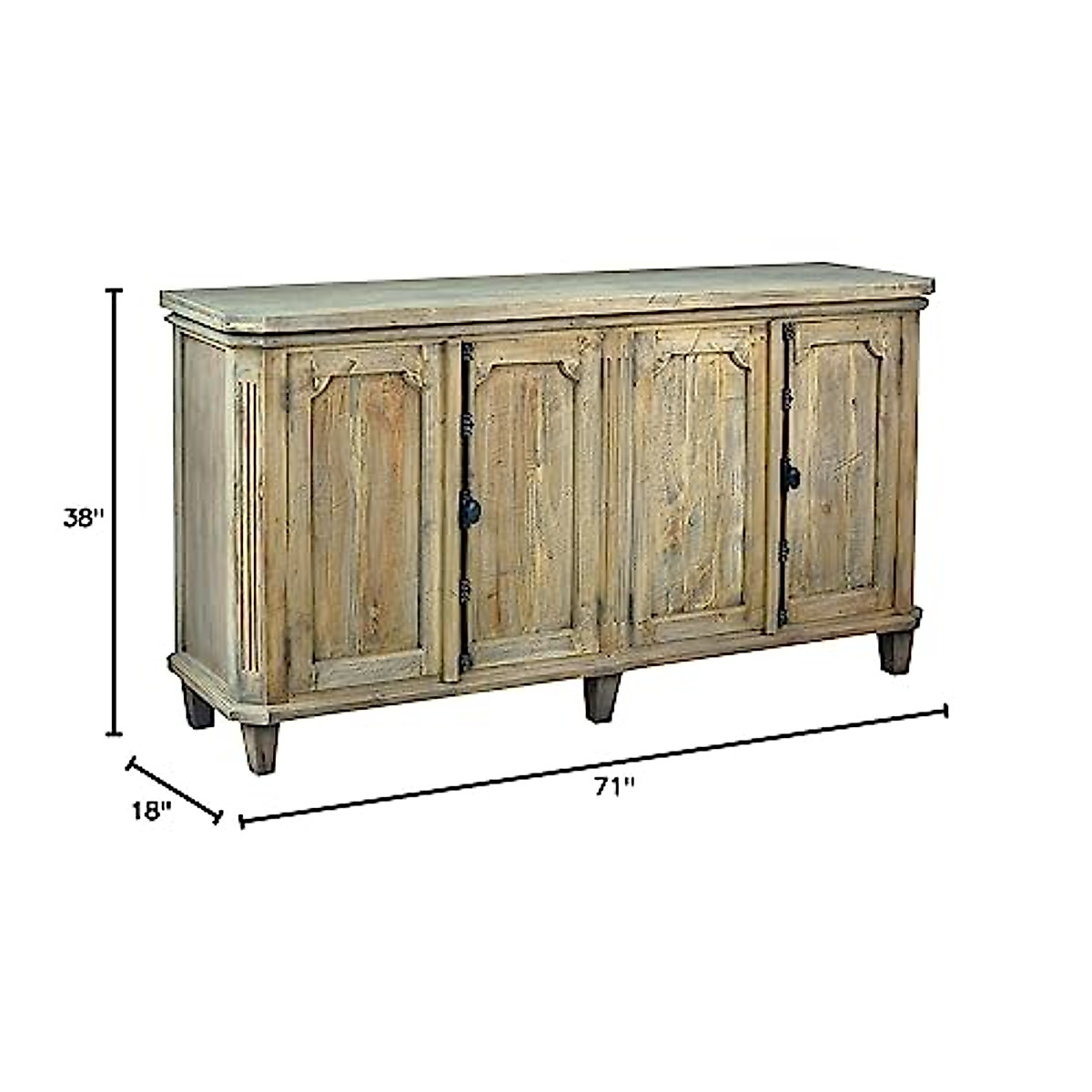 Sunset Trading Cottage 71" Panel Door Credenza | Driftwood Brown Solid Wood Fully Assembled Cabinet Sideboard