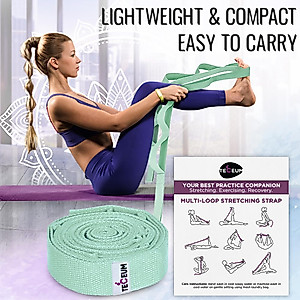 [NEW 2023] TECEUM Stretching Strap for Yoga & Physical Therapy – 10 Loops – Choice of materials & colors – Non-elastic Leg Stretch Out Straps for Stretching, Exercising, Pilates, Post-injury