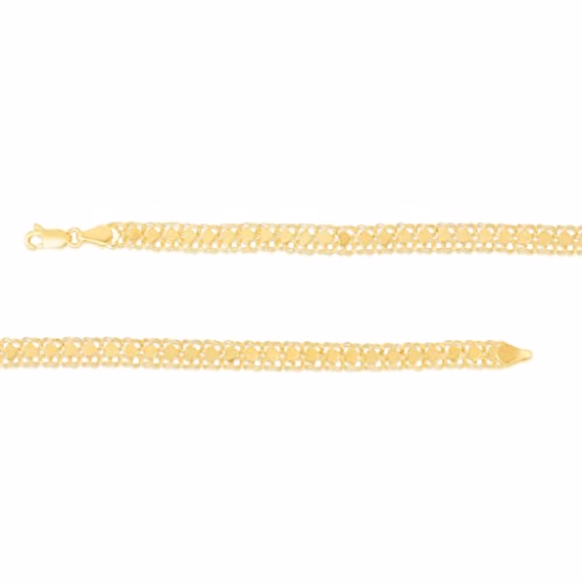 Floreo 10k Yellow Gold Small Mirror Heart Charms on Double Link Bracelet, 7 inch