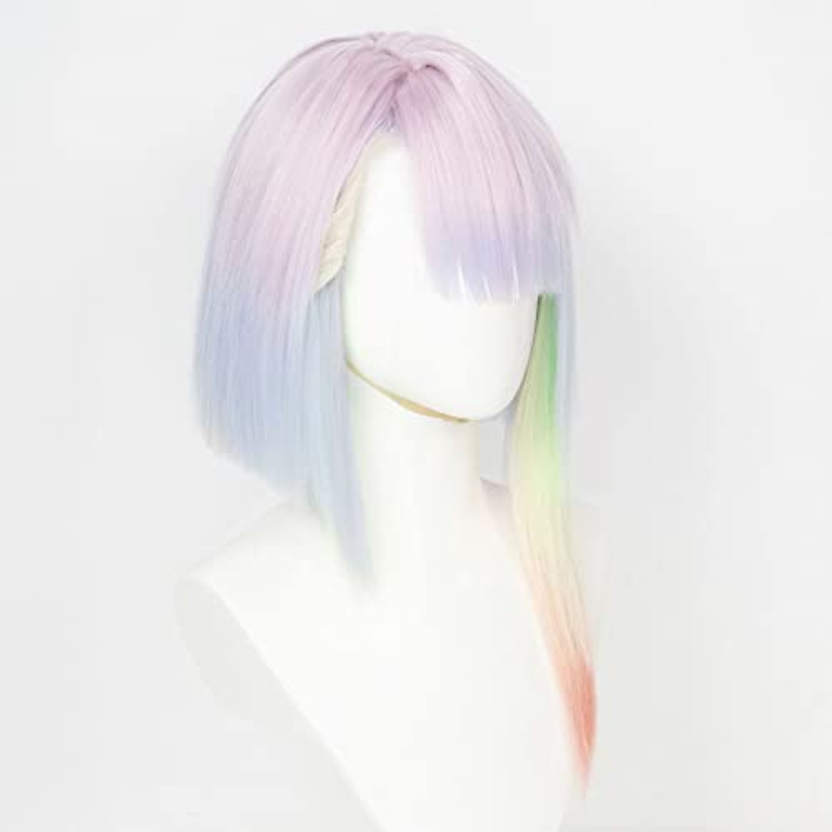 XiongXiongLe Halloween Wig Cosplay Anime Cyberpunk Edgerunners Lucy Cos Role Playing Pink Blue Yellow Gradient Women's Costume Hair Wigs for Women Girls Party Daily Wear(Lucy)