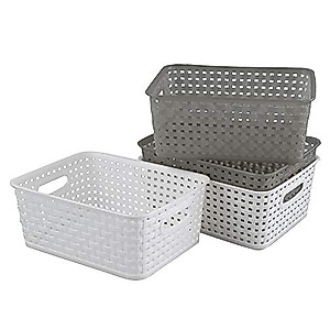 Doryh Small Plastic Storage Basket, 4-Pack
