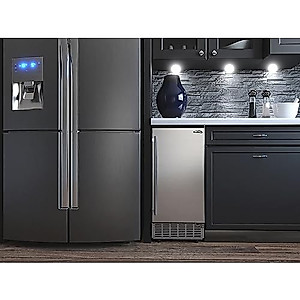 KoolMore Stainless-Steel Built-in Ice Maker Machine with Large 25 lb. Cube Storage Basket, Full Cube Production, Fast Ice Making Time, Free-Standing/Under-Counter - 75lbs of Ice per Day (BIM75-BS)