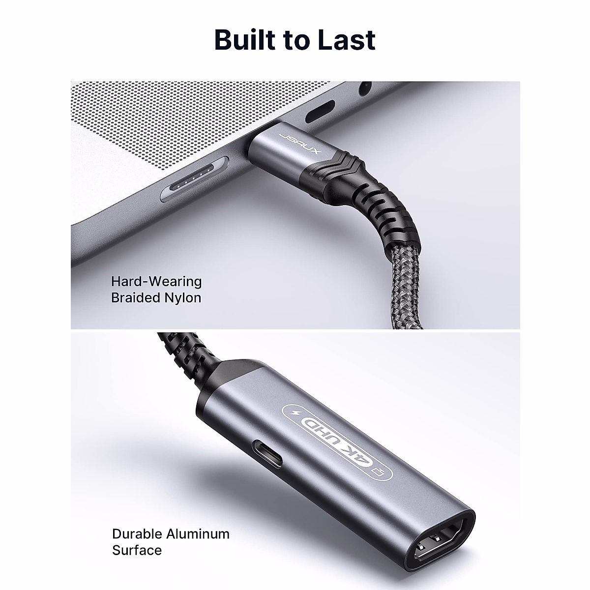 JSAUX USB C to HDMI and Charger Adapter | 4K@60Hz 2-in-1 Type-C to HDMI Adapter with PD Fast 100W Thunderbolt 3/4 Compatible with iPhone 16 Pro Max MacBook Pro/Air iPad Galaxy S24 Steam Deck ROG Ally