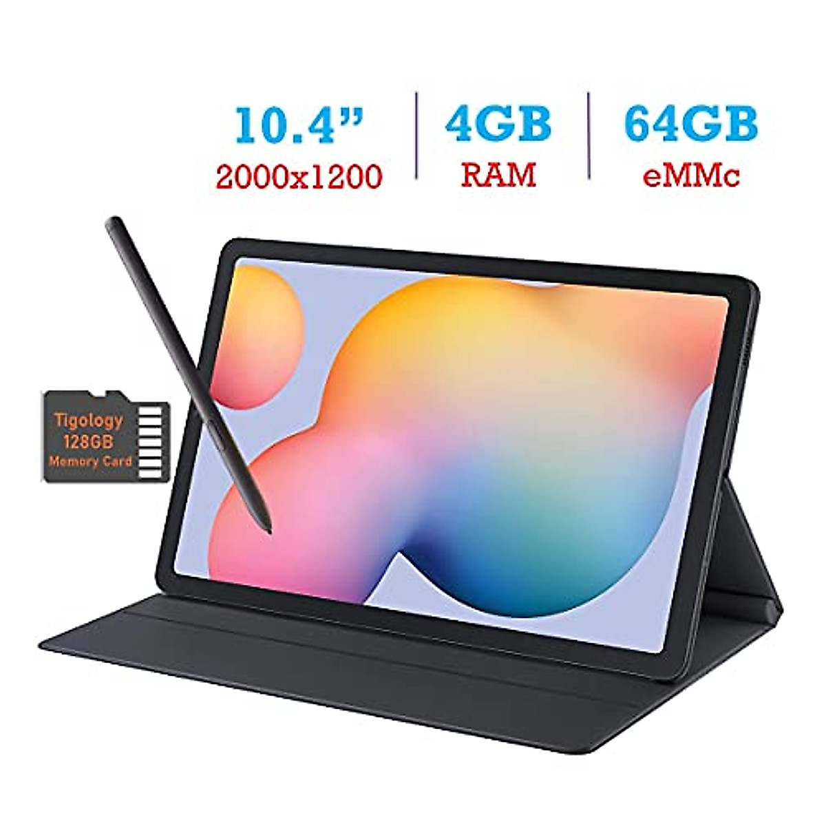 SAMSUNG Galaxy Tab S6 Lite 10.4’’ Touchscreen (2000x1200) WiFi Tablet, Octa Core Exynos 9610 CPU, 4GB RAM, 64GB SSD, Front and Rear Camera, Bluetooth, Android 10 w/S Pen, Cover & 128GB SD