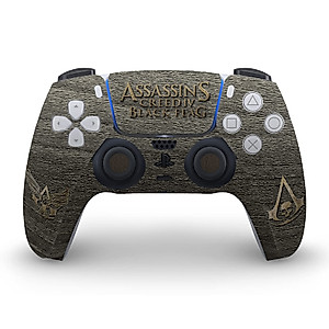Head Case Designs Officially Licensed Assassin's Creed Wood And Gold Chest Black Flag Graphics Vinyl Faceplate Sticker Gaming Skin Decal Cover Compatible With Sony PS5 Digital & DualSense