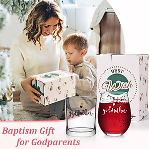 DAZLUTE Godparents Proposal Gift, Godfather Whiskey Glass Godmother Stemless Wine Glass for Godmother Godfather Mothers Day Fathers Day Christmas Birthday, Baptism Gift for Godparents from Godchild
