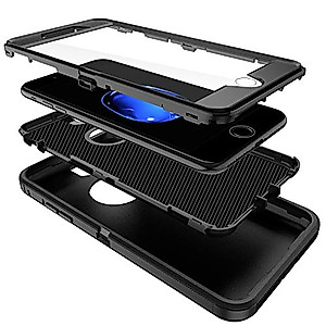 RegSun for iPhone 8 Case,iPhone 7 Case,Built-in Screen Protector, Shockproof 3-Layer Full Body Protection Rugged Heavy Duty High Impact Hard Cover Case for iPhone 8/7 4.7 inch,Black