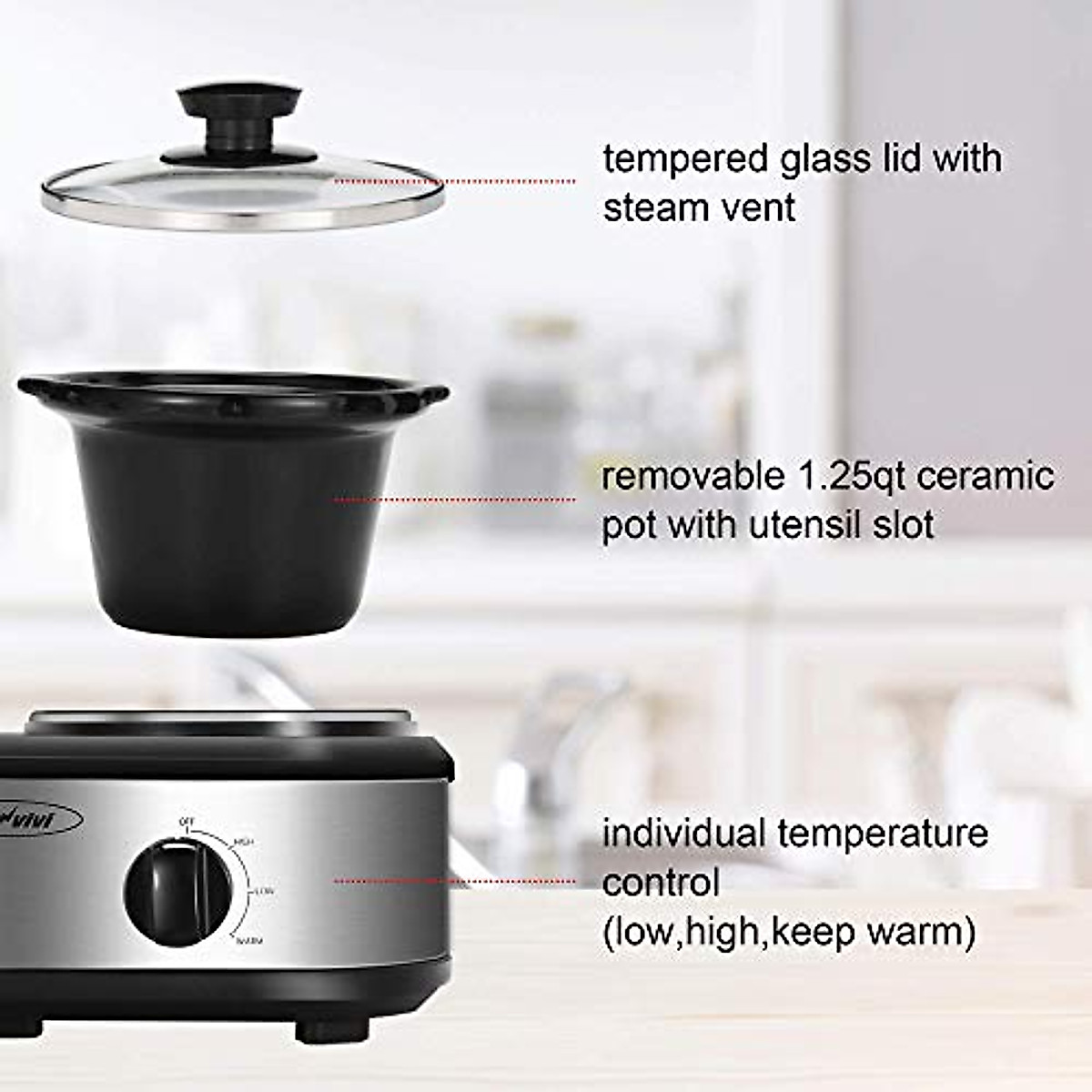 Slow Cooker, Dual and Triple Slow Cooker Buffet Server Multiple Pot Food Warmer, Slow Cooker Buffet Food Warmer Adjustable Temp Lid Rests Stainless Steel