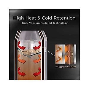 Tiger Corporation Stainless Steel Vacuum Insulated Bottle with Handle, 20-Ounce, Black (MCZ-S060)