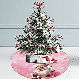 Christmas Tree Skirt Pink Tree Skirt Santa Claus Merry Christmas Tree Xmas Winter Tree Skirt 60 Inch for Pink Christmas Indoor Outdoor Decorations