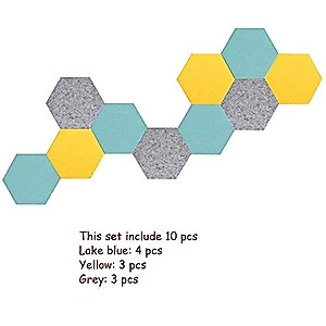 Felt Wall Stickers, Bulletin Board Cork Board Tiles Set, Hexagon Pin Board Self Adhesive for Office Classroom Photos Memos Display Board Pads Pictures Drawing Goals Notes Colorful Foam Nursery Decor