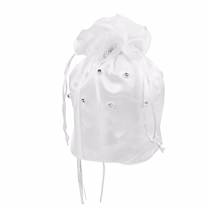 SEWACC Pearl Bag Bridal Purse Wedding Money Bag White Satin Bridal Purse for Women Flower Decorated Handbag Gift Bag Pouch Bag Wedding Supplies Satin Bags Rhinestone Purse