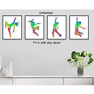 Hip Hop Wall Art Girl Dancer Abstract Print Set of 4 8x10, Gift for Hip Hop Dancer, Freestyle Dance, Dance Teacher. Dnce Studio Dorm Room Decor