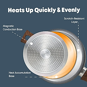 Non Stick Dutch Oven StockPot with lid, 5 Quart Nonstick Stock Pot Soup Pot, Granite Pasta Pot Cooking Pot, Casserole with Double Handles, Induction Compatible, Dishwasher Safe, PFOA Free