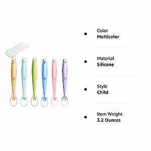 PandaEar Baby Silicone Soft Spoons| Training Feeding for Kids Toddlers Children and Infants| BPA Free 6 Pack| Great Gift Set |Gum-Friendly First Stage
