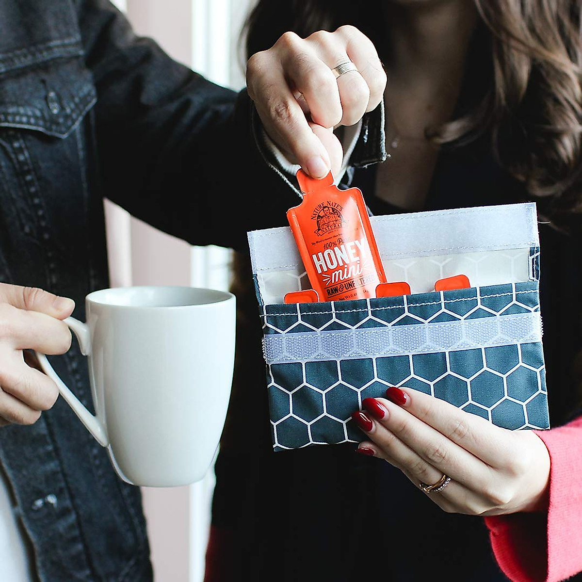 LunchSkins Reusable Snack Food Bag, Charcoal Honeycomb (LS2-HONEYCOMB-CHA)