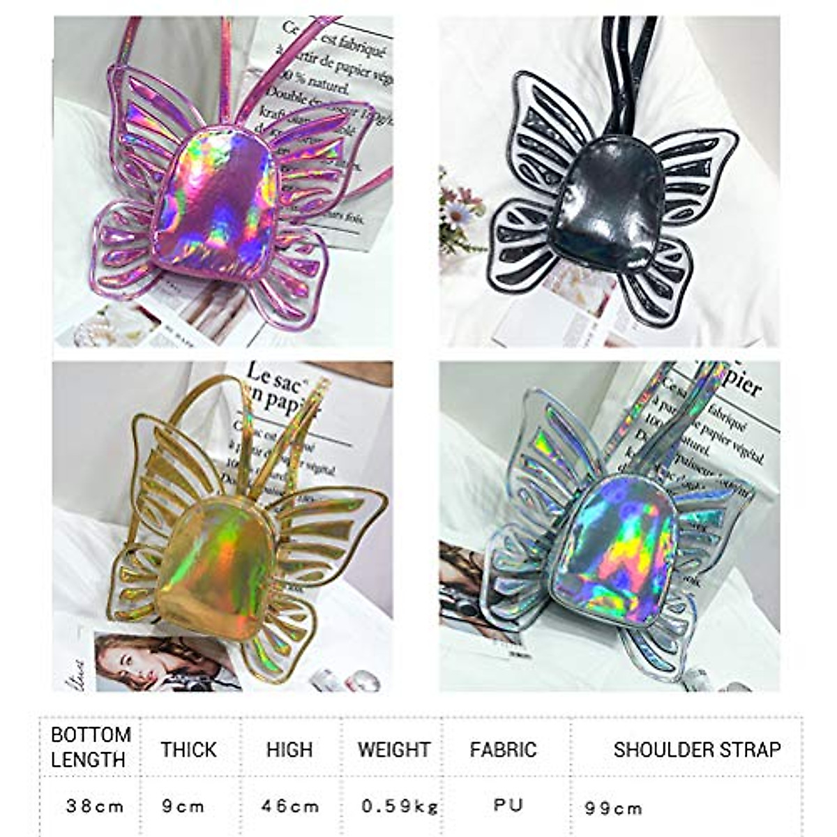 Ozgkee Butterfly Backpack Travel Bag (black)