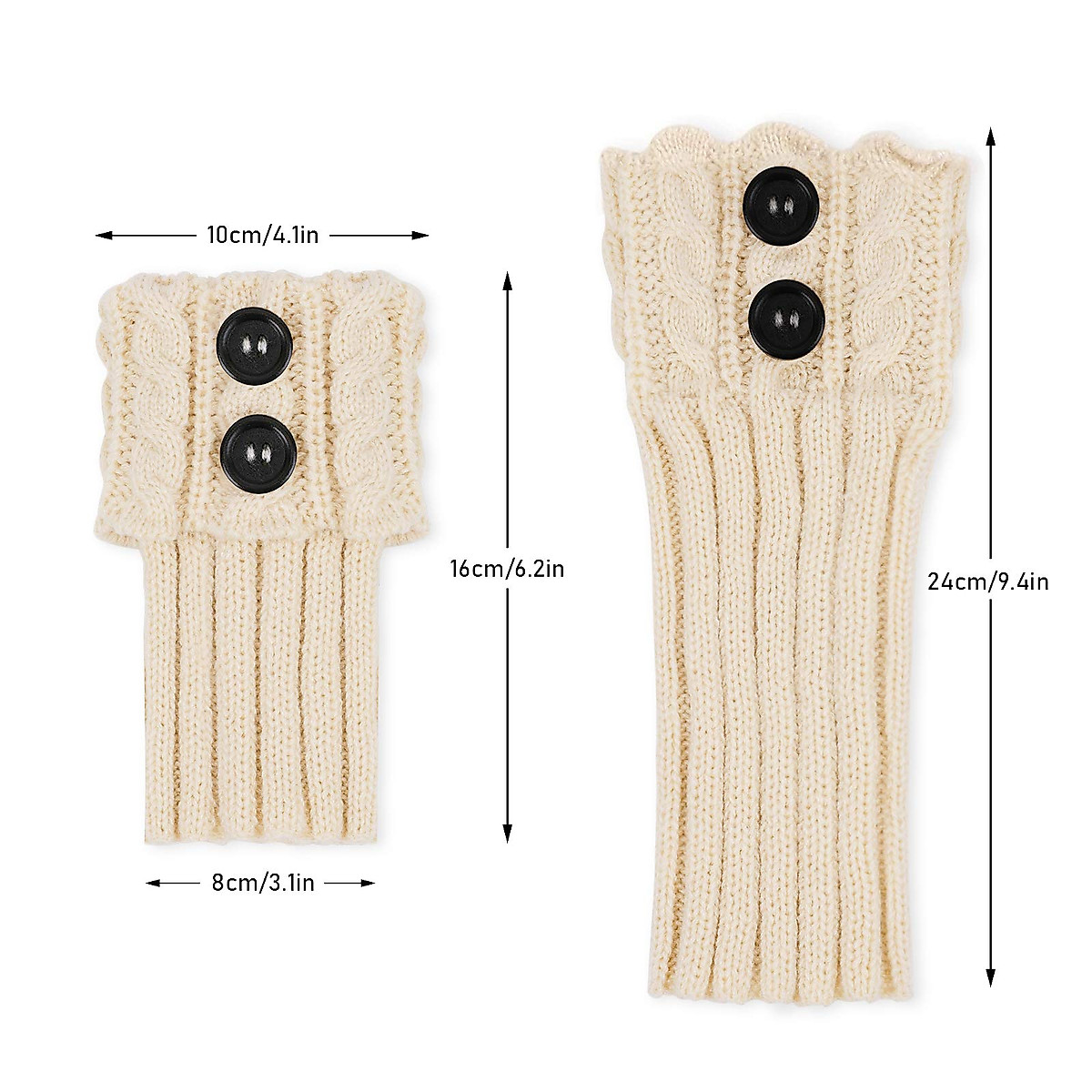 PHOGARY 3 Pairs Winter Warm Boot Cuffs for Women, Crochet Knitted Boot Socks for Girls Short Leg Warmers Boot Topper Socks Leg Cuffs Boot Warmers Gift (Black+Beige+Grey)