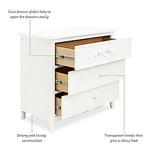 Sweetpea Baby Rose/Tiana Three Drawer Dresser in Ivory Lace, Made of Sustainable, Durable Pinewood, Easy to Assemble, Non-Toxic Finish, Wooden Nursery Furniture
