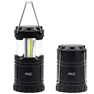 Ultra Bright Portable Collapsible Camping LED Lantern Light by Mighty Power, for Hiking, Blackouts, Picnic Party and Emergency up to 12 Hours with 3AA Batteries Included, Lightweight Design, Black