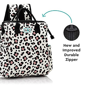 Swig Life Packi Backpack Cooler, Portable, Lightweight, Leak Proof Lining & Waterproof Beach Backpack with Padded Shoulder Straps, Magnetic Snap Pockets & New and Improved Dual Zipper (Luxy Leopard)
