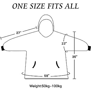 Wearable Blankets, Sweatshirt for Women and Men, Super Warm for Adult Women Men, Tie Dye Printed Pattern Big Wearable Blanket, 56” x 35” (Blue/White)